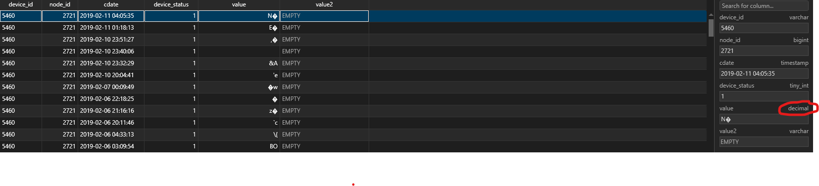 Cassandra - decimal value shows weird chars · Issue #390 · TablePlus/TablePlus-Windows · GitHub