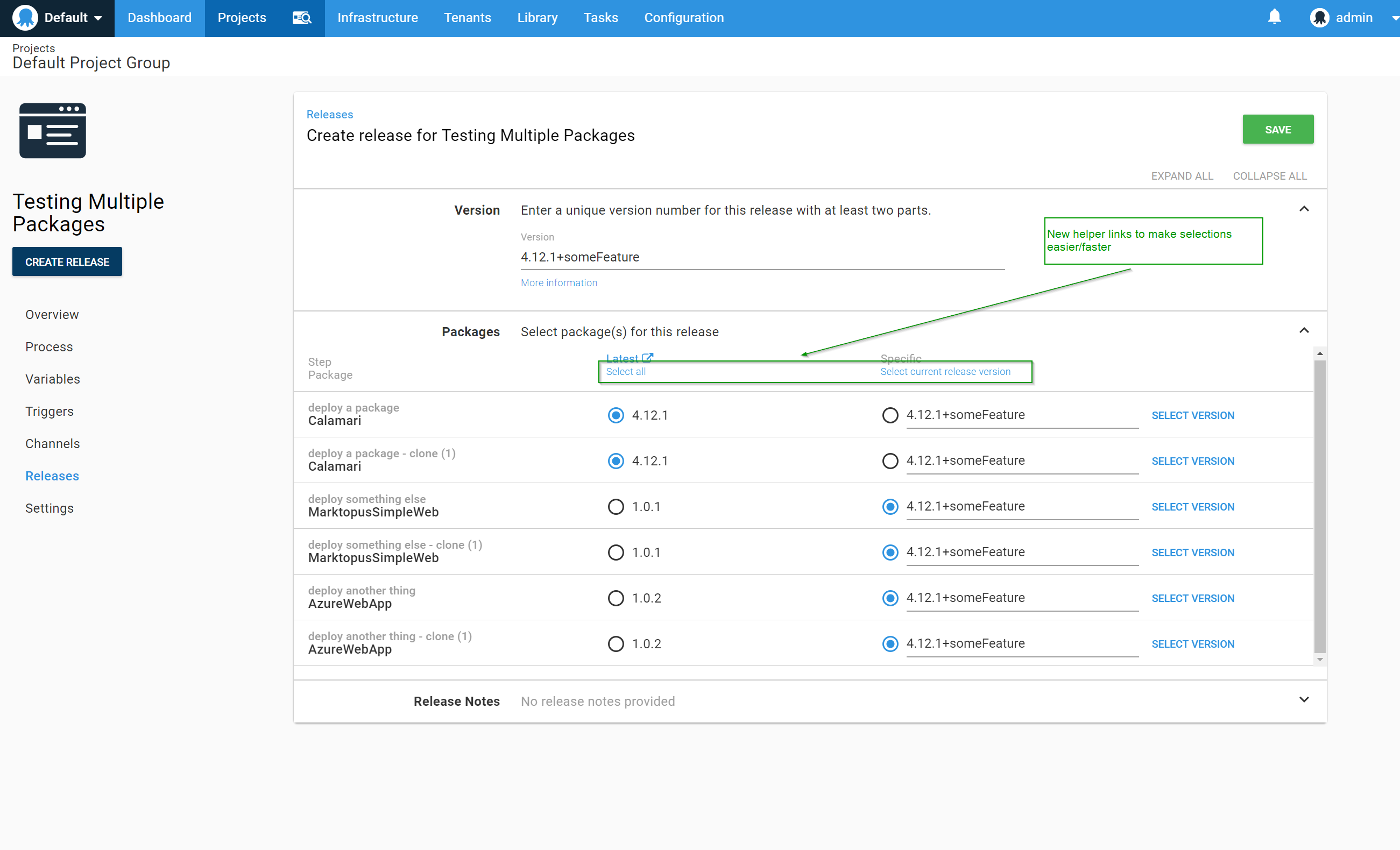 UI rendering issues on Create Release screen with multiple packages ...