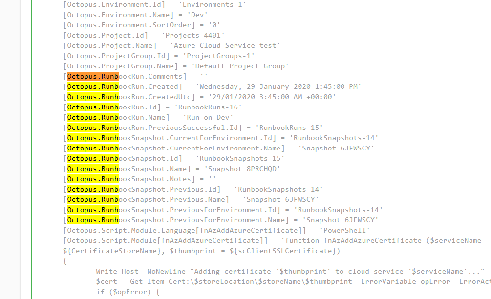 Missing Runbook variables from a Run · Issue #6138 · OctopusDeploy/Issues · GitHub