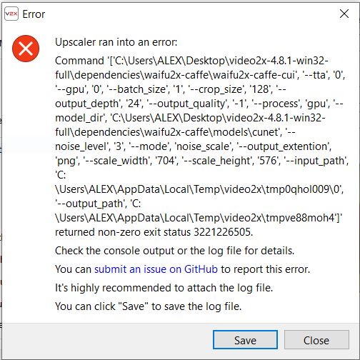 Command '['C:\\Users\\ALEX\\Desktop\\video2x-4.8.1-win32-full\\dependencies\\waifu2x-caffe ...