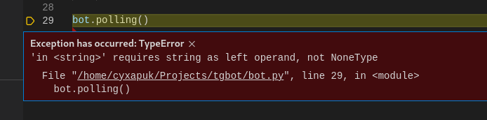 TypeError: 'in ' requires string as left operand, not NoneType · Issue #1297 · eternnoir ...