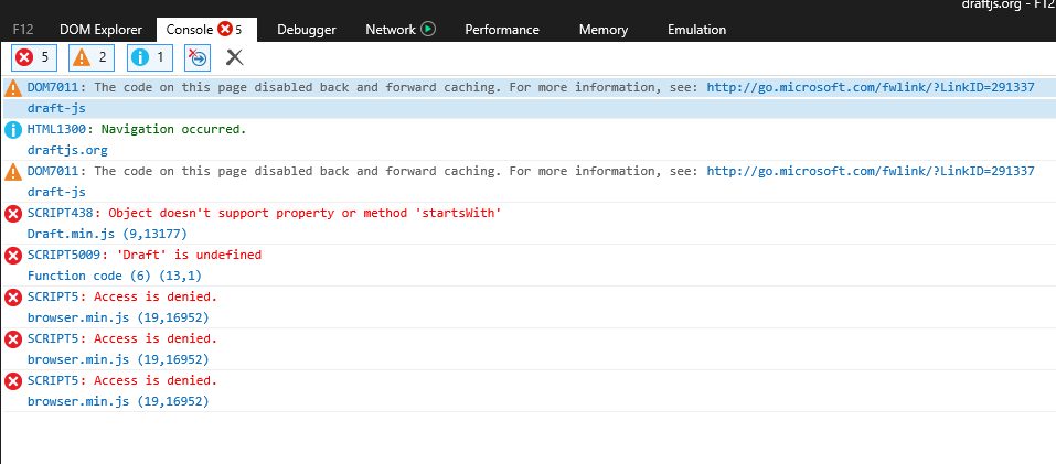 draft-js does not work in IE 11 · Issue #2096 · facebookarchive/draft-js · GitHub