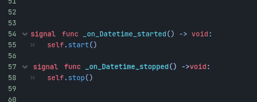 Add Signal keyword in front of functions designed to be connected by signal with GDScript ...