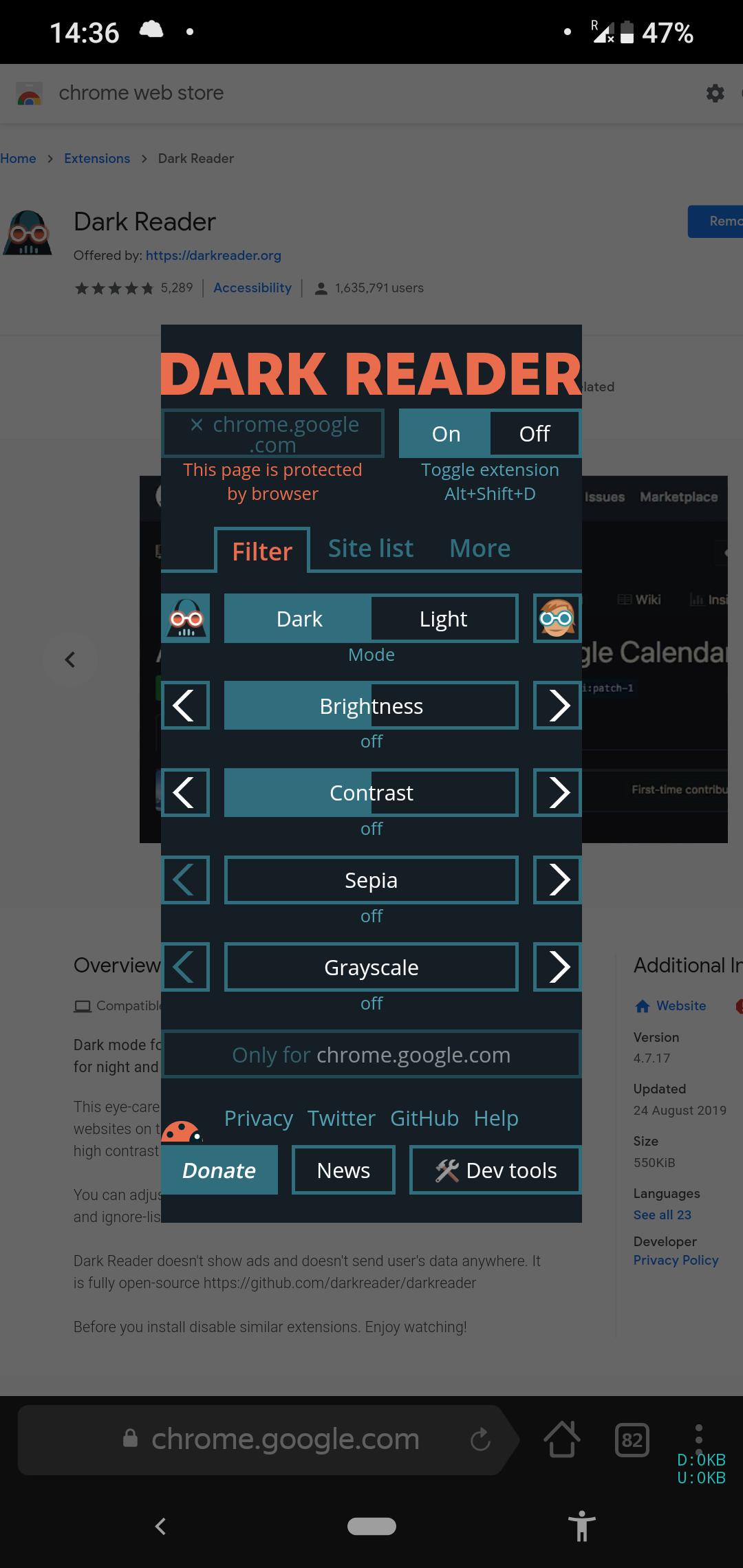 Change hidden timetable option · Issue #1553 · darkreader/darkreader · GitHub