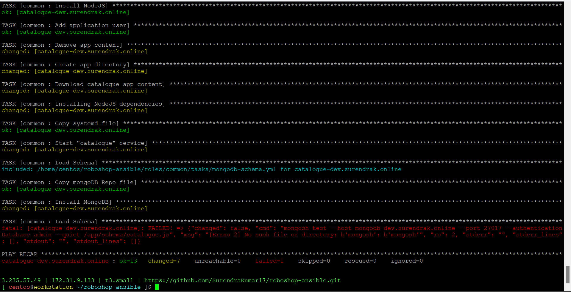 unable to load schema- Getting no file or directory error while running ansible catalogue ...