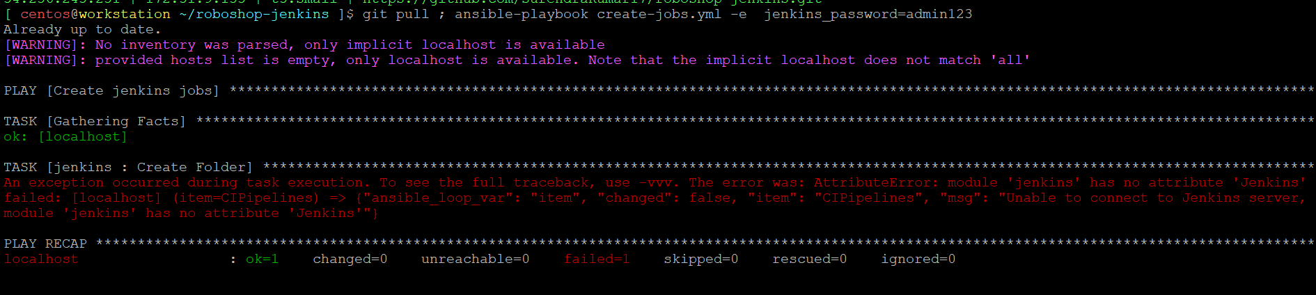 Unable to connect to Jenkins server, module 'jenkins' has no attribute 'Jenkin ...