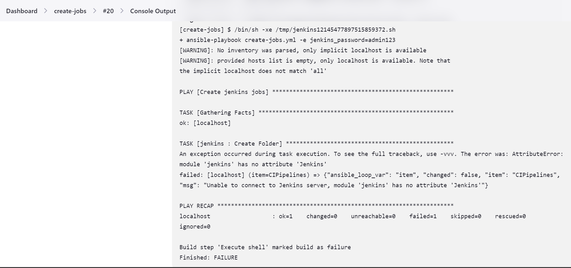 Unable to connect to Jenkins server, module 'jenkins' has no attribute 'Jenkin ...