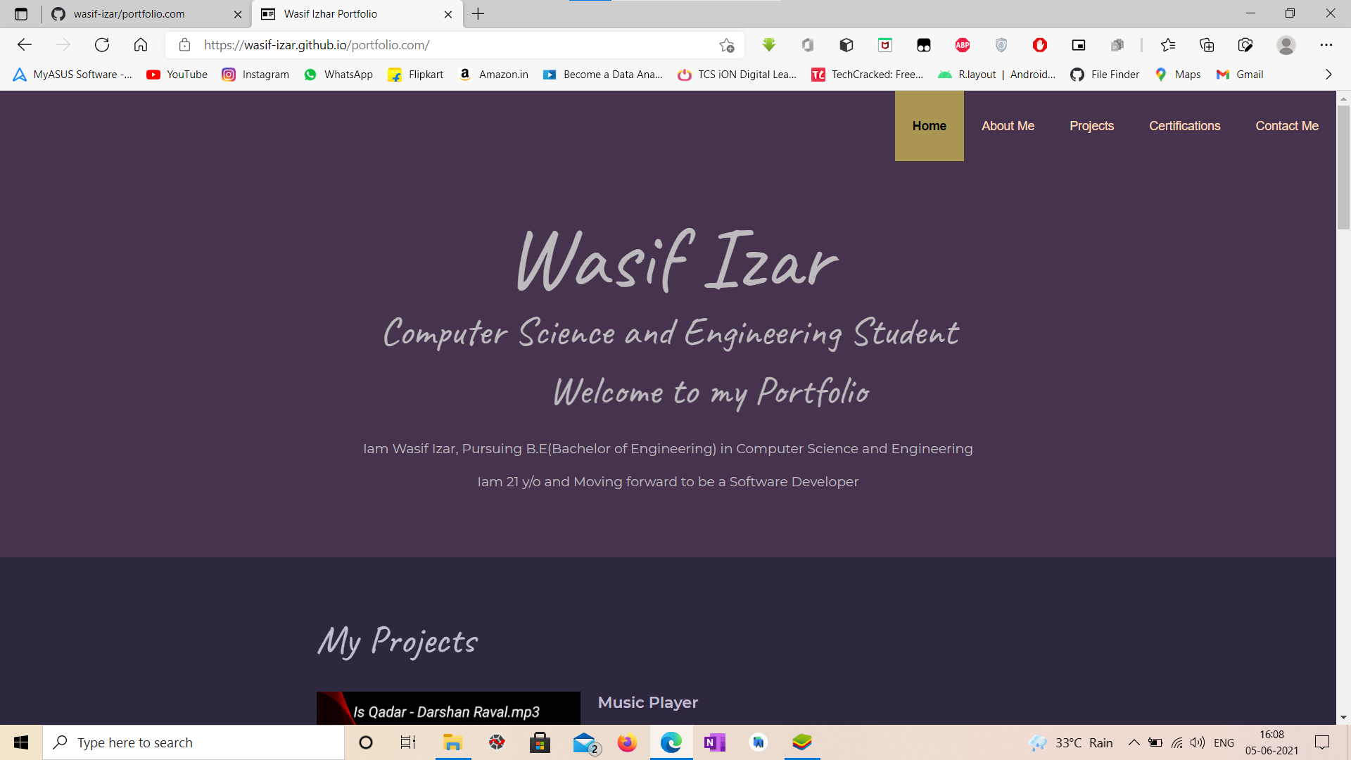 GitHub - wasif-izar/simple-portfolio