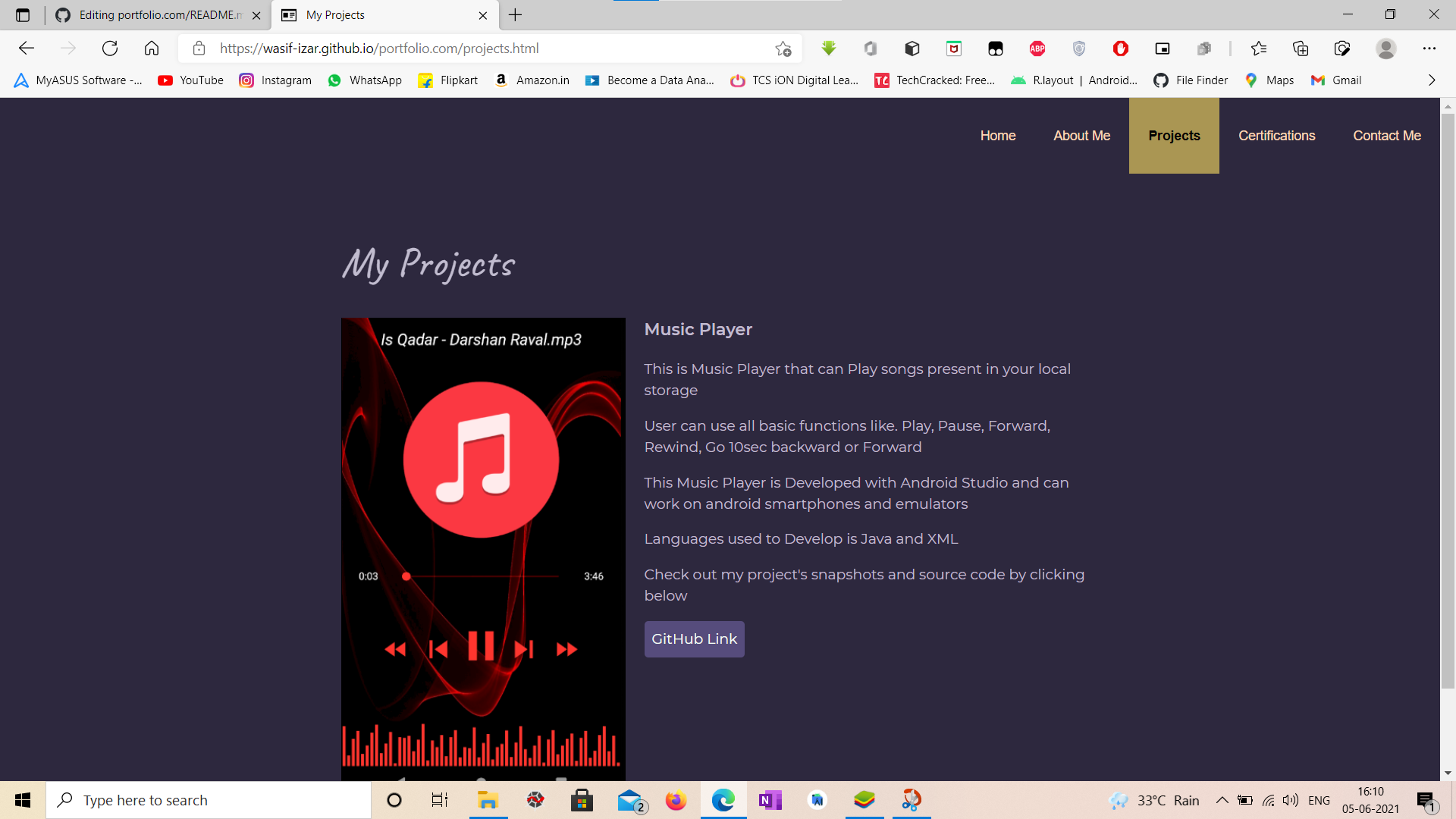 GitHub - wasif-izar/simple-portfolio