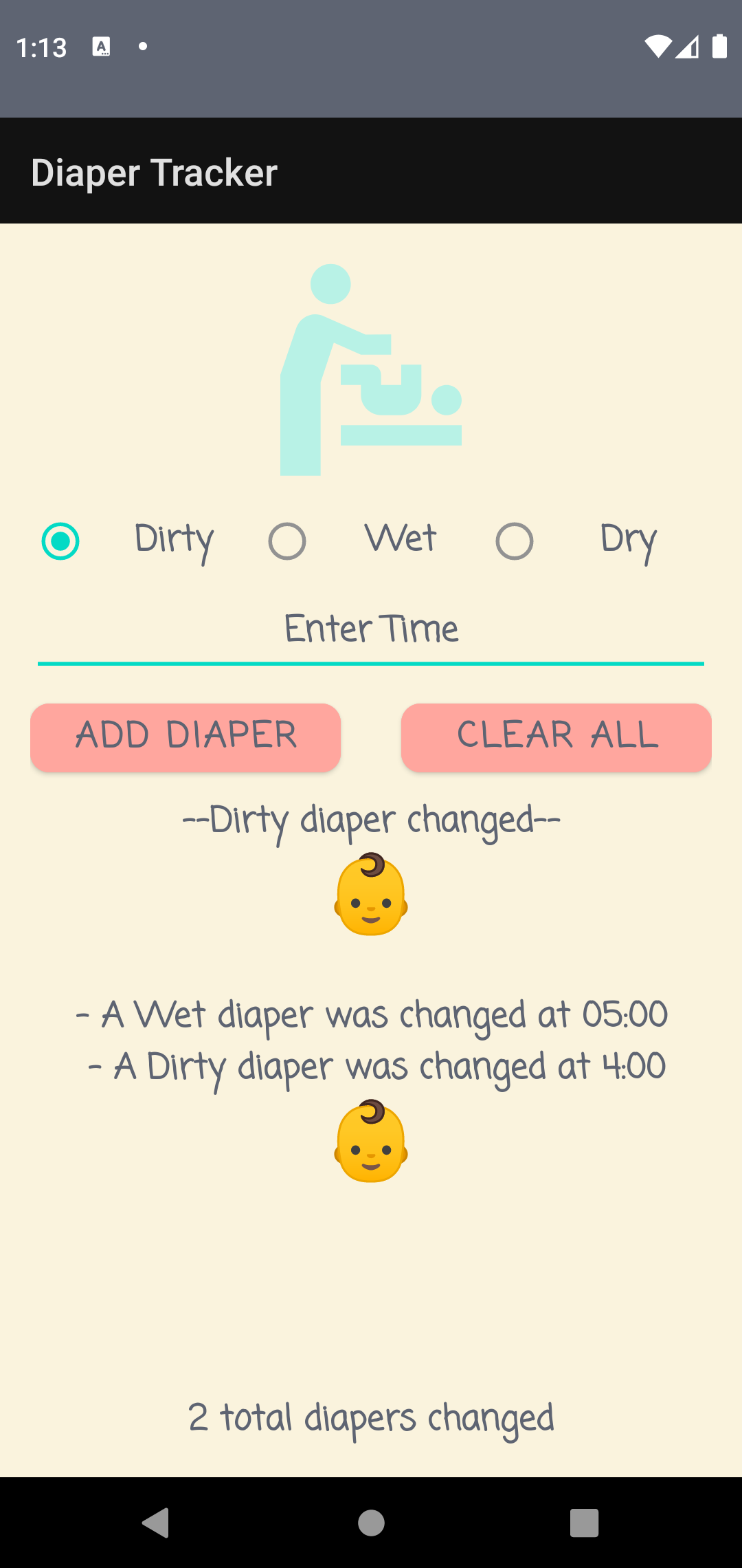 GitHub - wasif-izar/Diaper-Tracker-App: A basic diaper tracker app