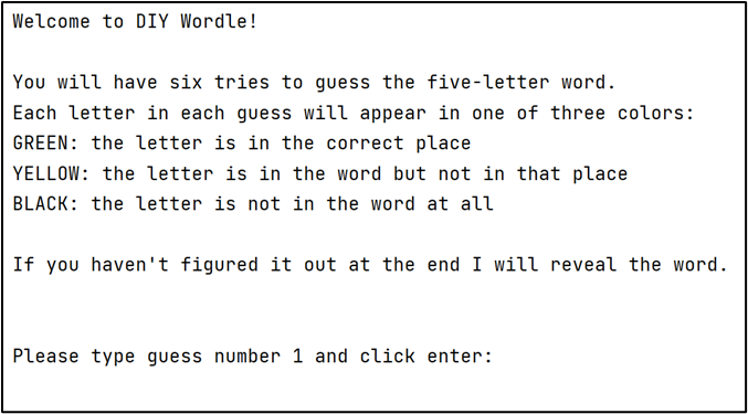 GitHub - tiarnoble/DIY-Wordle: This program is modeled after Wordle ...