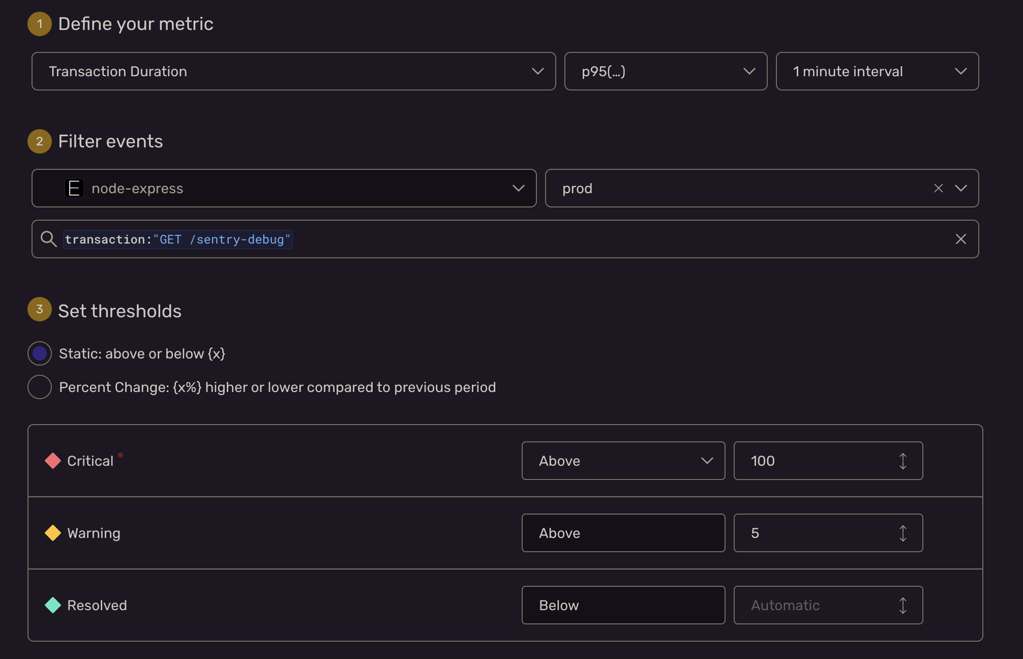 Transaction Duration Metric Alerts not being triggered when an environment is selected · Issue ...