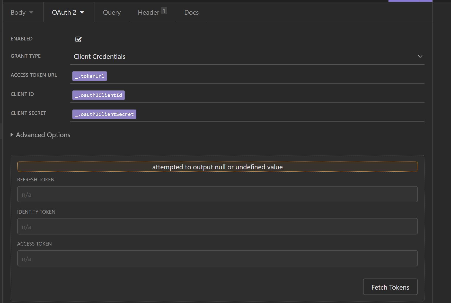 Unused Auth With Missing Variables Cause Attempted To Output Null Or Undefined Value · Issue
