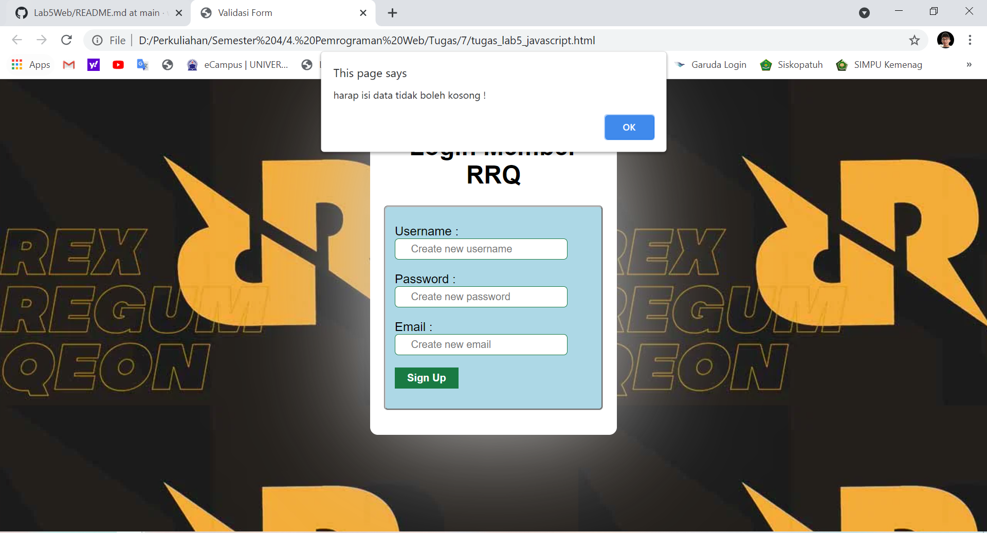 GitHub - elvanalfaridzi/Lab5Web