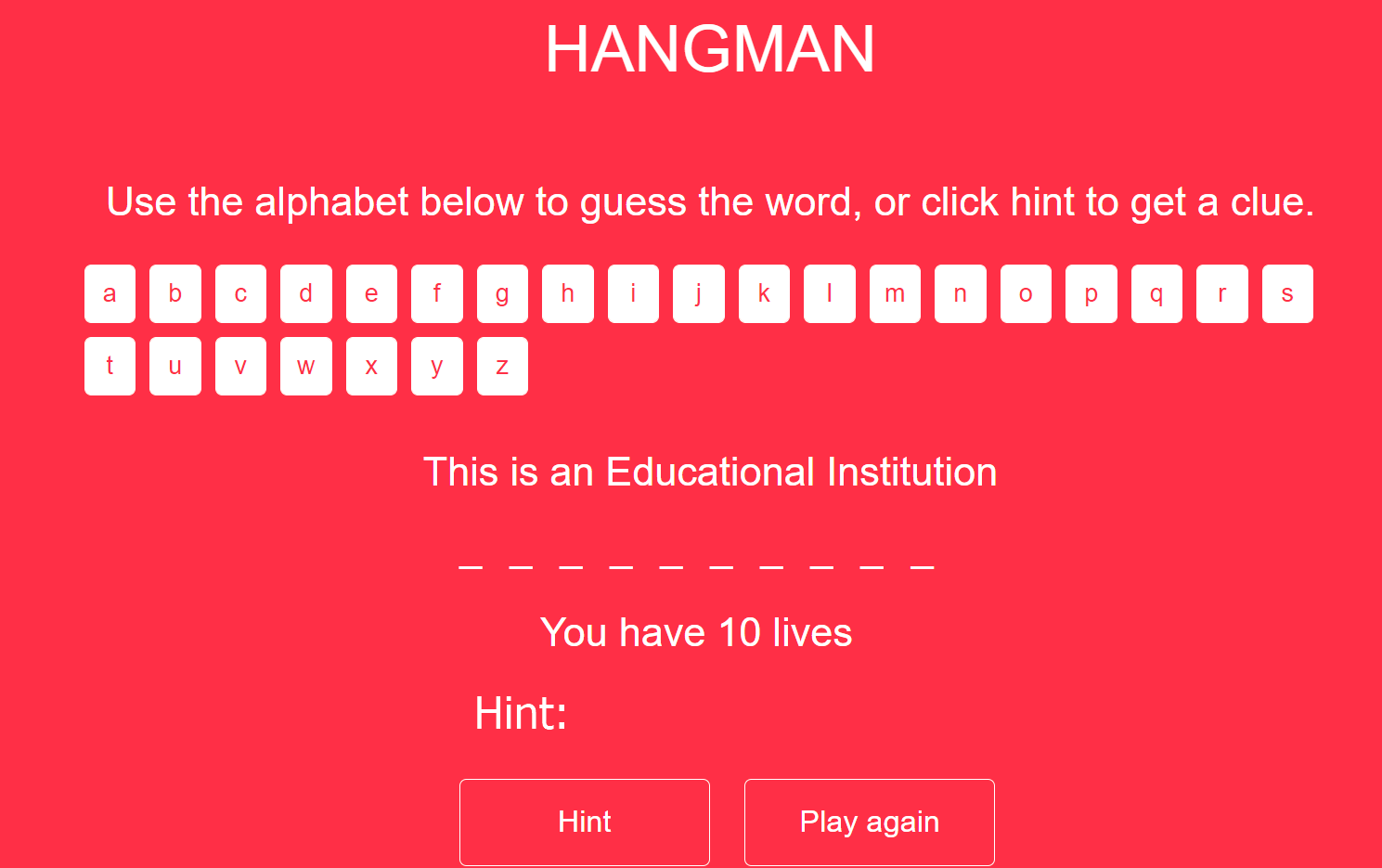 GitHub - Busisiwe04/HangmanGame: The hangman game is about guessing a ...