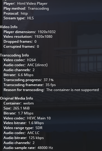 [Issue]: Jellyfin thinks all my videos are WEBMs and tries either re-encoding or remuxing ...