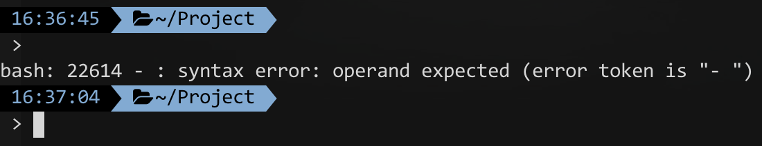 Press enter without any input, it shows syntax error: operand expected ...
