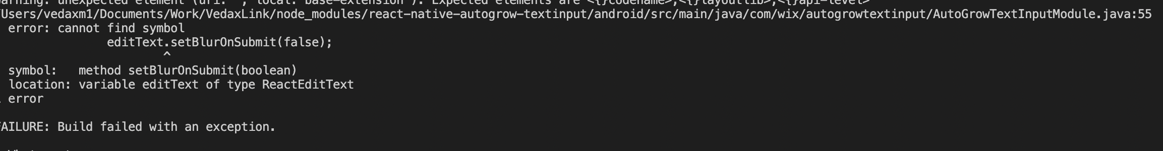 can not find symbol setBlurOnSubmit (ReactEditText) · Issue #35227 · facebook/react-native · GitHub