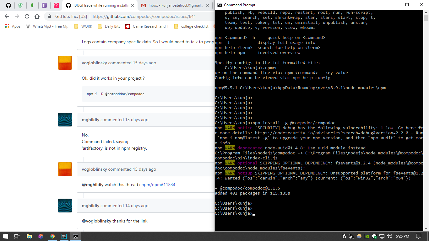 [BUG] Issue while running installation command on Windows 10 · Issue #641 · compodoc/compodoc ...