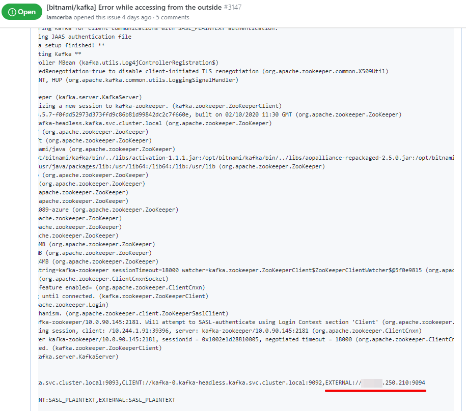 [bitnami Kafka] Error While Accessing From The Outside · Issue 3147 · Bitnami Charts · Github