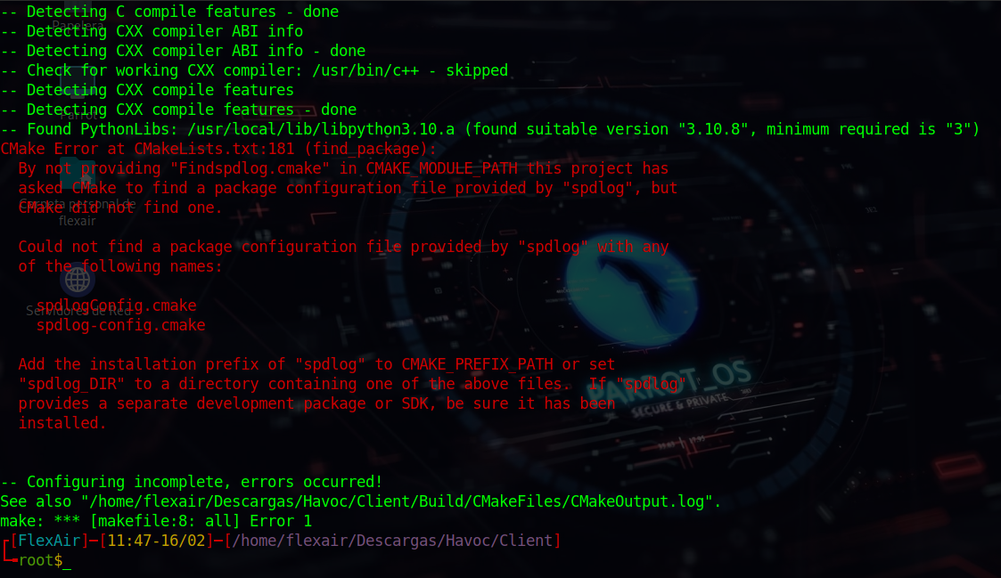 [Teamserver-Client--Bug]: CMake Error at CMakeLists.txt:181 · Issue #246 · HavocFramework/Havoc ...