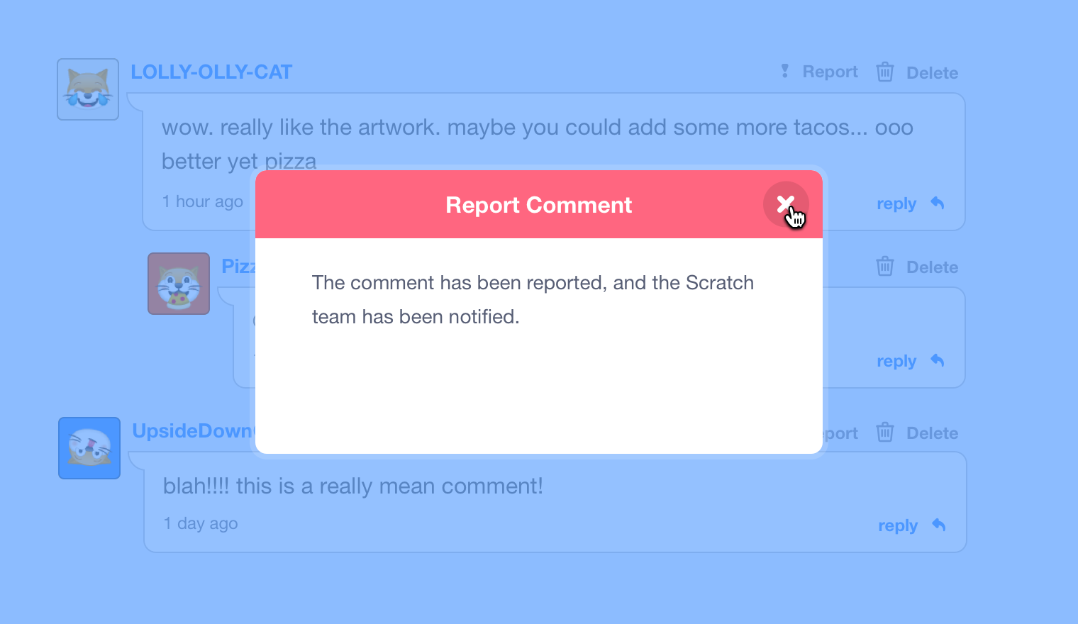 UX— Comment actions for Regular Scratch users · Issue #2087 ...