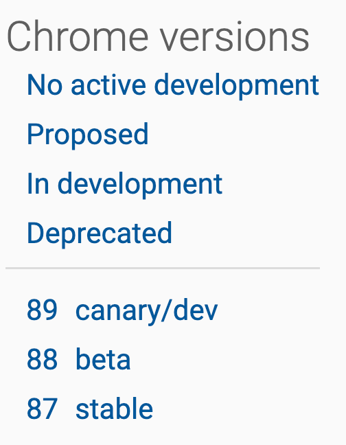Proposal for Replacing Left-Hand Navigation · Issue #1113 · GoogleChrome/chromium-dashboard · GitHub