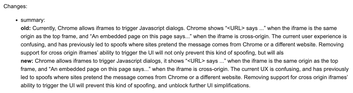 Highlight Text Changes in Update Emails · Issue #801 · GoogleChrome ...