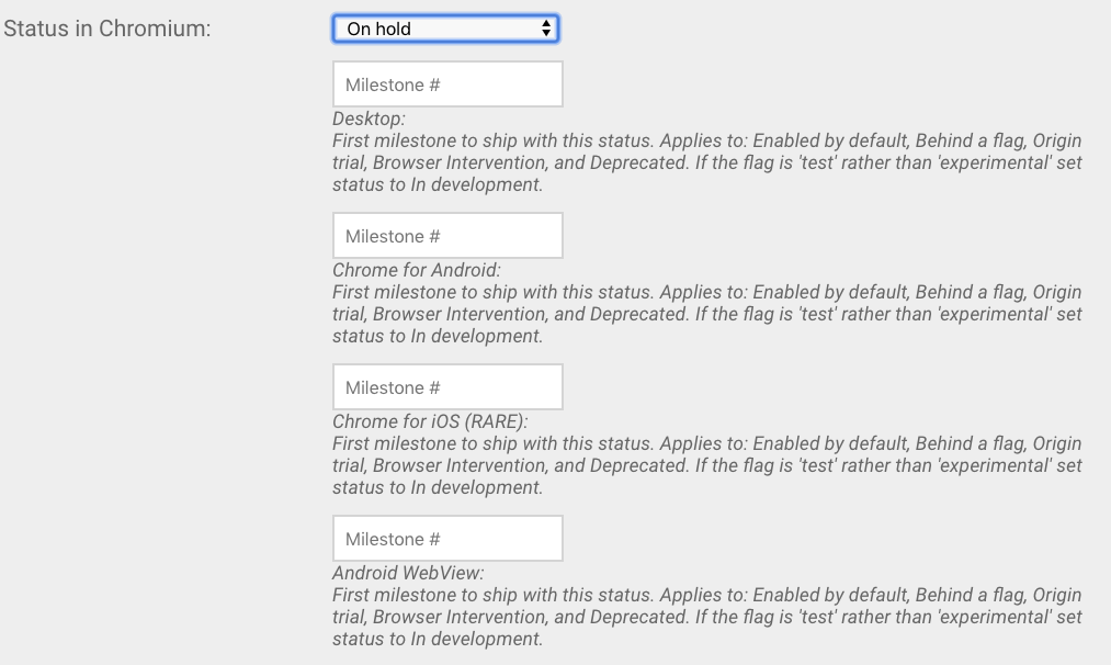 Milestone boxes should be hidden when status in Chromium is 'On hold' · Issue #807 ...