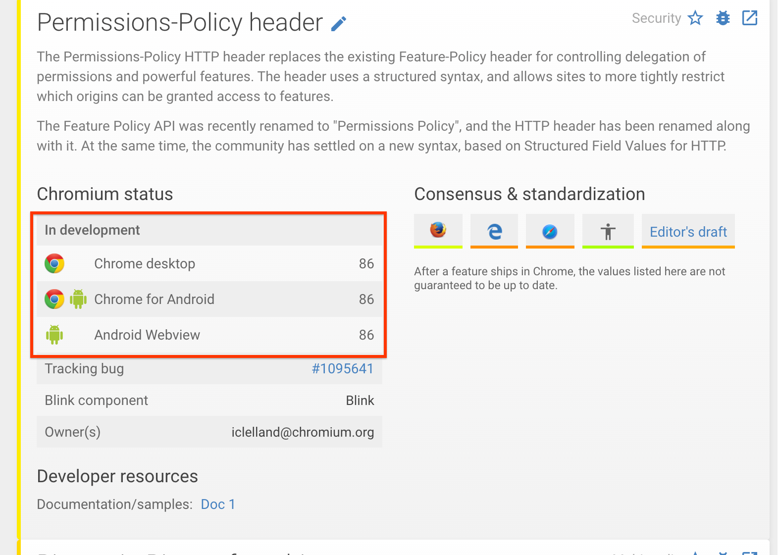 /features view showing different Chromium status than /feature view the same feature · Issue ...