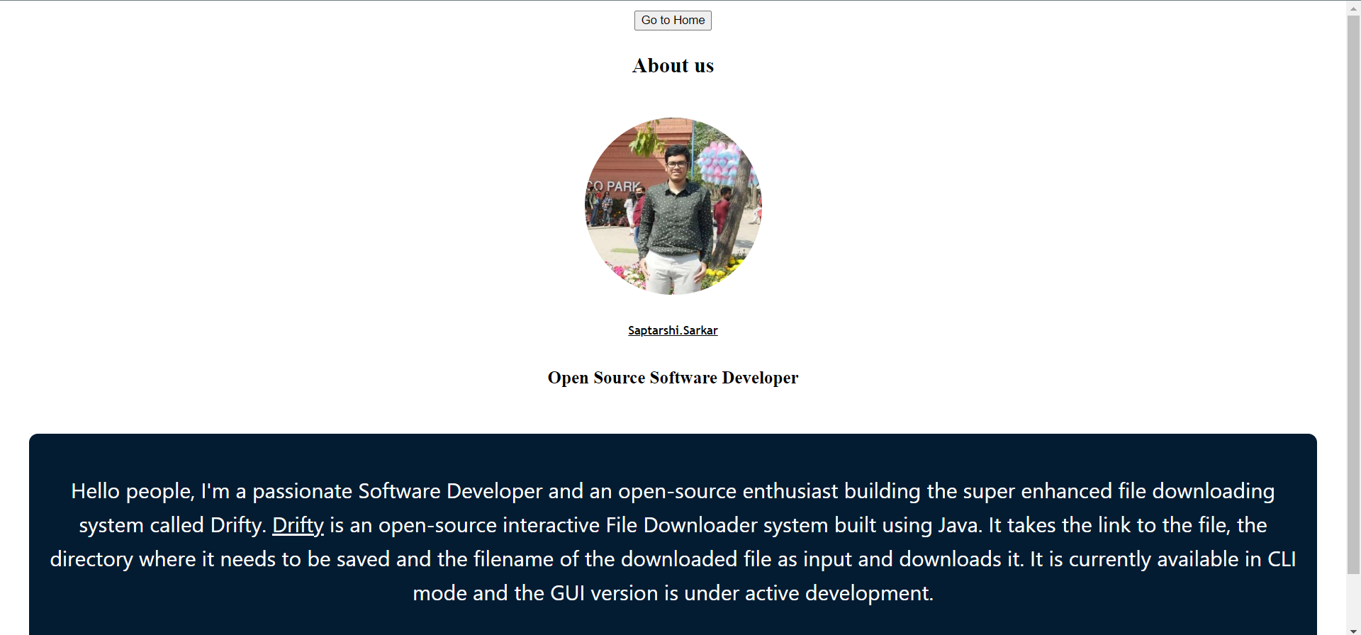 creating new about page · Issue #169 · SaptarshiSarkar12/Drifty · GitHub