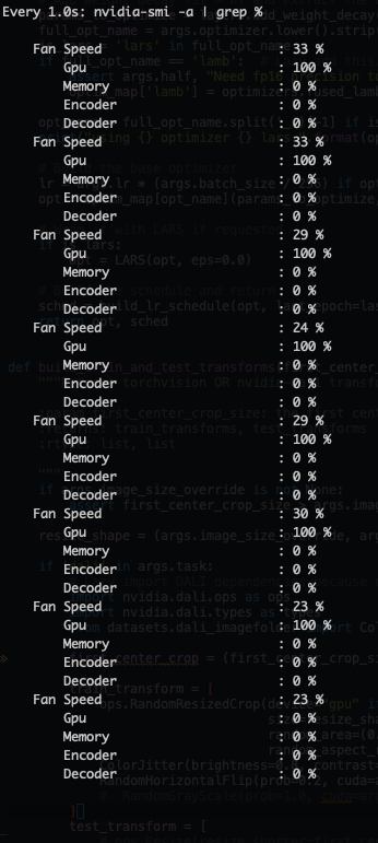 GPUs locked @ 100% usage w/ 0% memory. · Issue #1925 · NVIDIA/DALI · GitHub