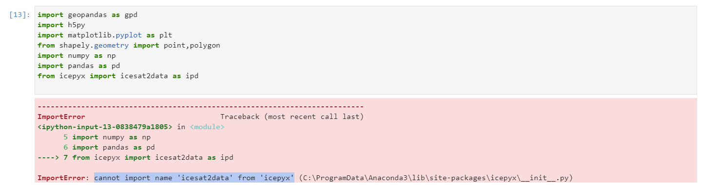 cannot import name 'icesat2data' from 'icepyx' · Issue #210 · icesat2py/icepyx · GitHub