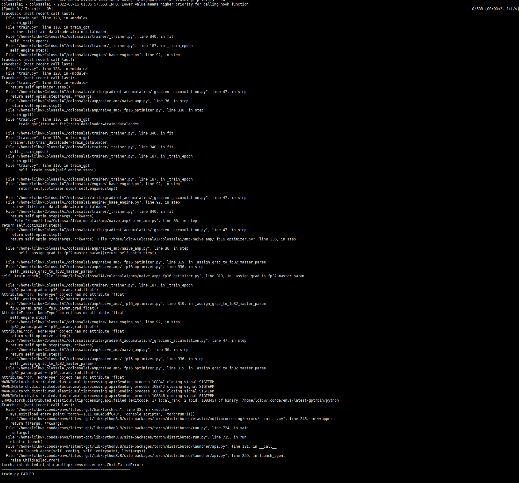 some bugs when running colossalai benckmark after colossalai version update · Issue #425 ...