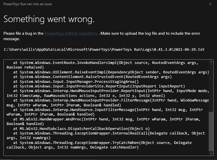 Error Message · Issue 11944 · Microsoftpowertoys · Github