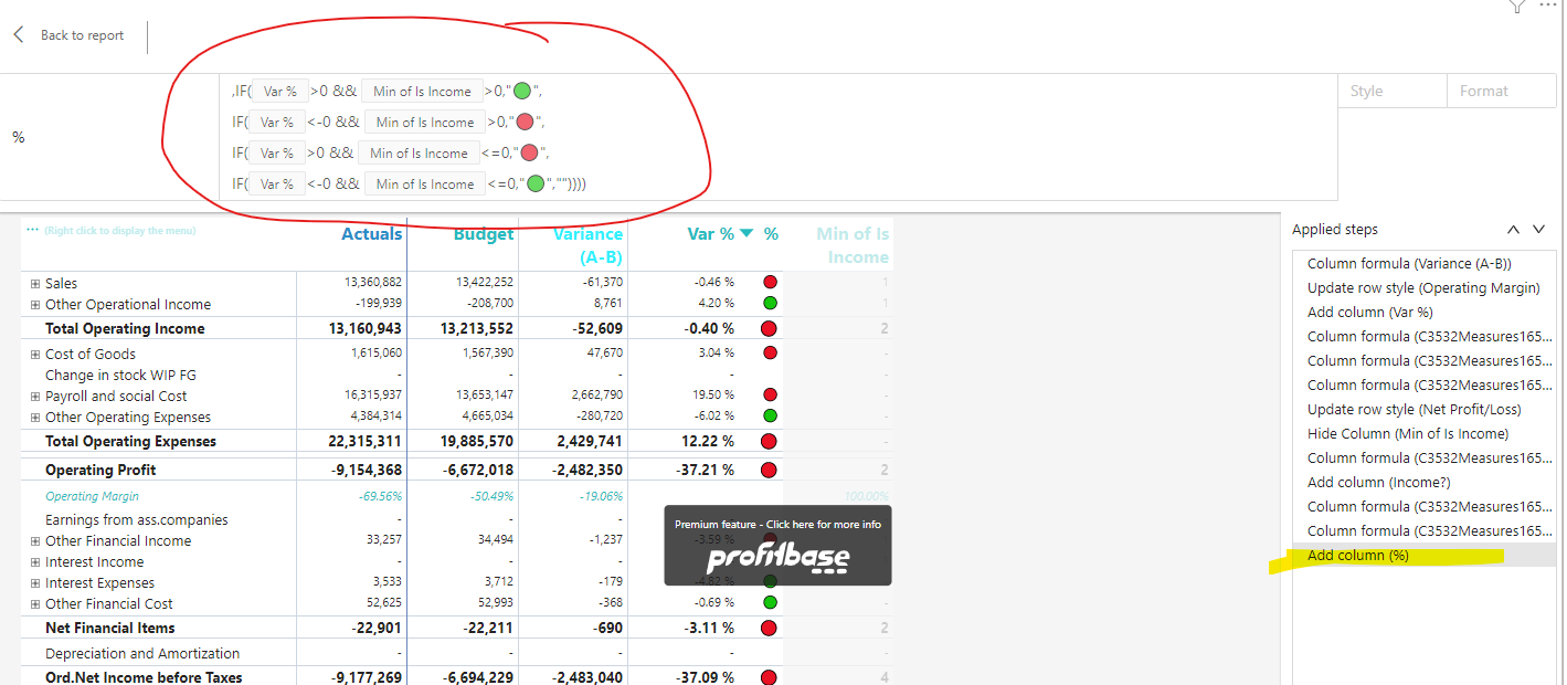 Circle Indicators · Profitbase PowerBI-visuals-FinancialReportingMatrix ...