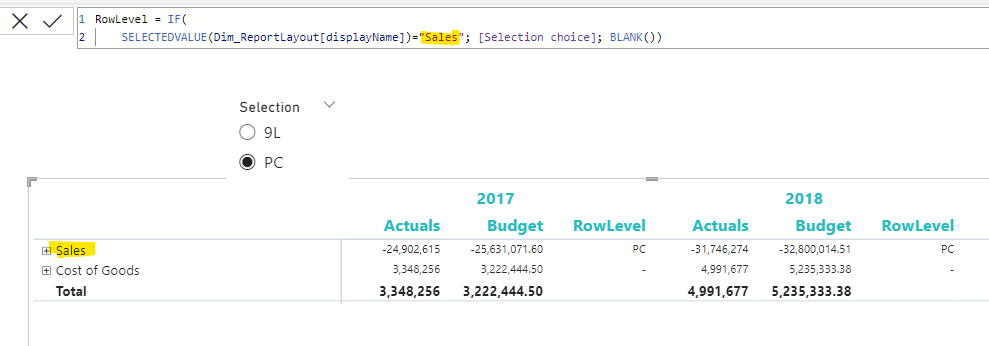 Could I use standar Power BI functions in a calculated column? · Profitbase PowerBI-visuals ...