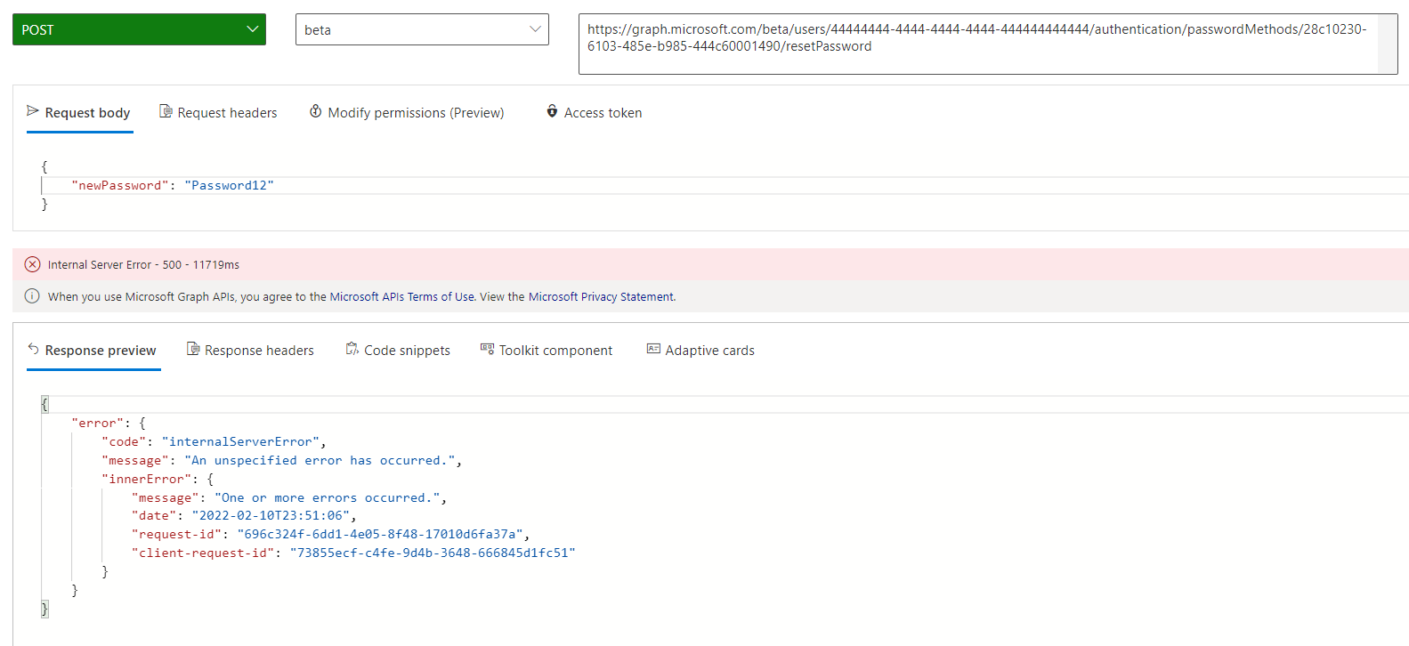 Graph API ResetPassword doesn't work from Application · Issue #398 · microsoftgraph/msgraph-beta ...