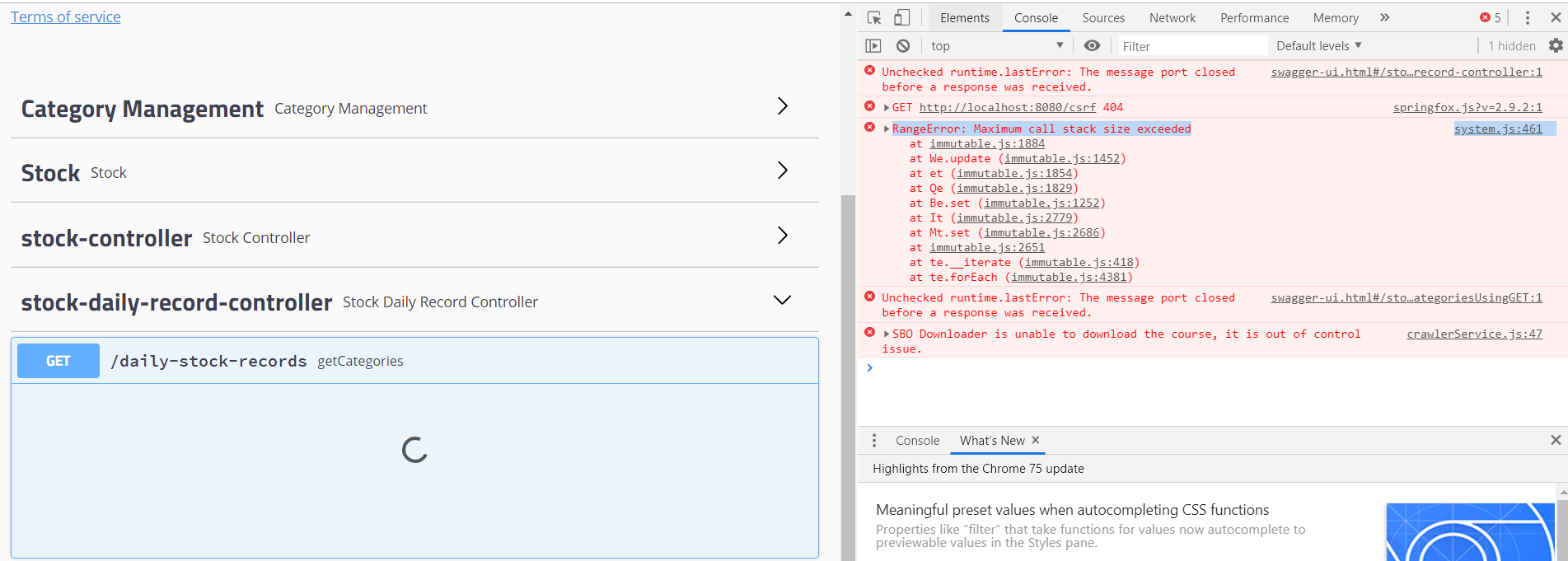 RangeError: Maximum call stack size exceeded in case of complex nested ...