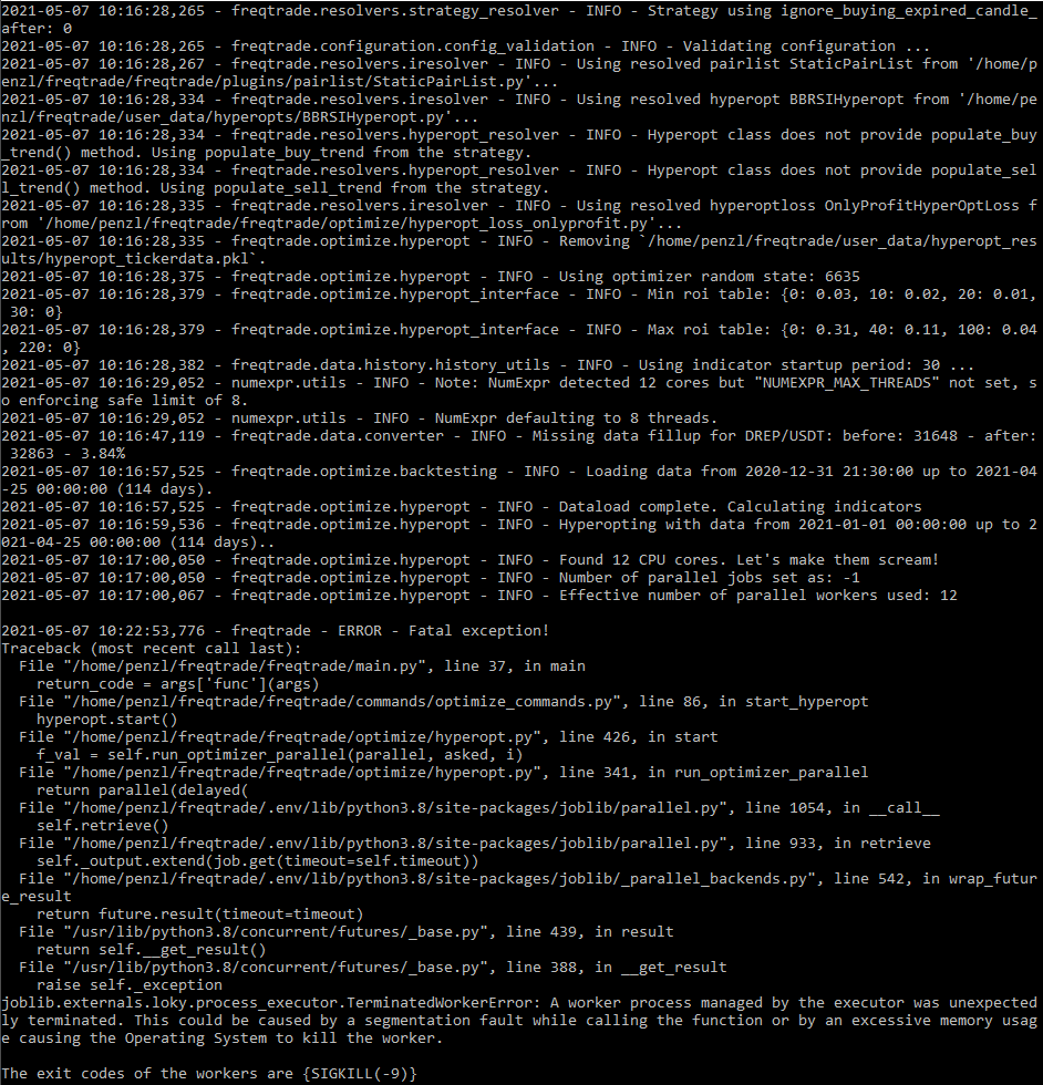 🐞 Bug - HyperOpt Memory Leak - `TerminatedWorkerError` with exit code `SIGKILL(-9), ERROR 1 ...
