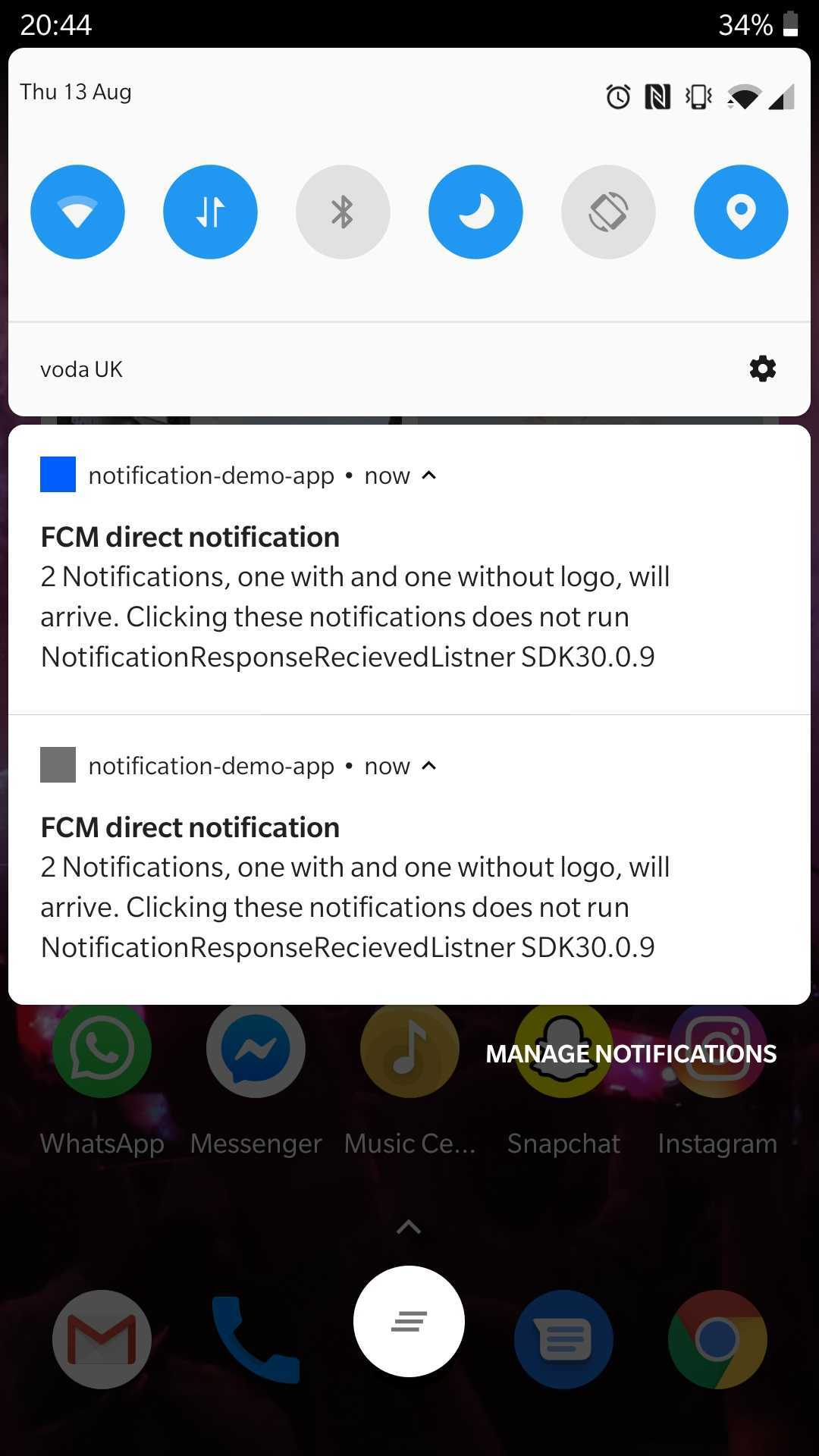 FCM Push Notifications give 2 notifications and don't trigger listener [SDK 38.0.9] · Issue ...