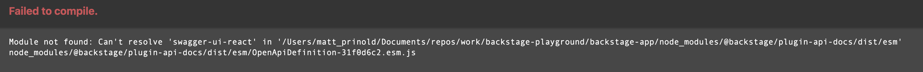 🐛 Bug Report: Cant resolve swagger-ui-react · Issue #19443 · backstage/backstage · GitHub
