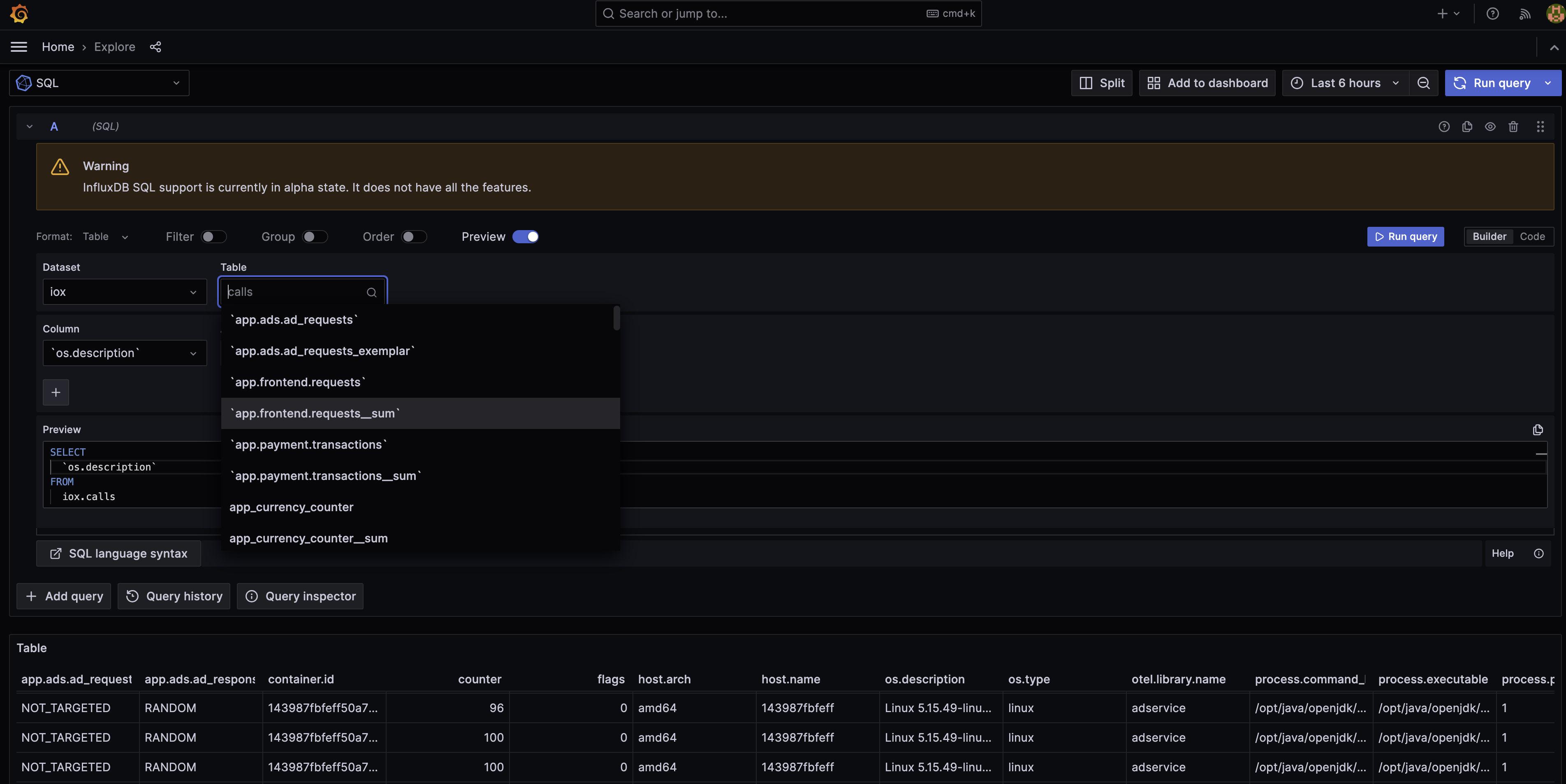 Influxdb Sql Dont Use Backticks · Issue 75442 · Grafanagrafana · Github