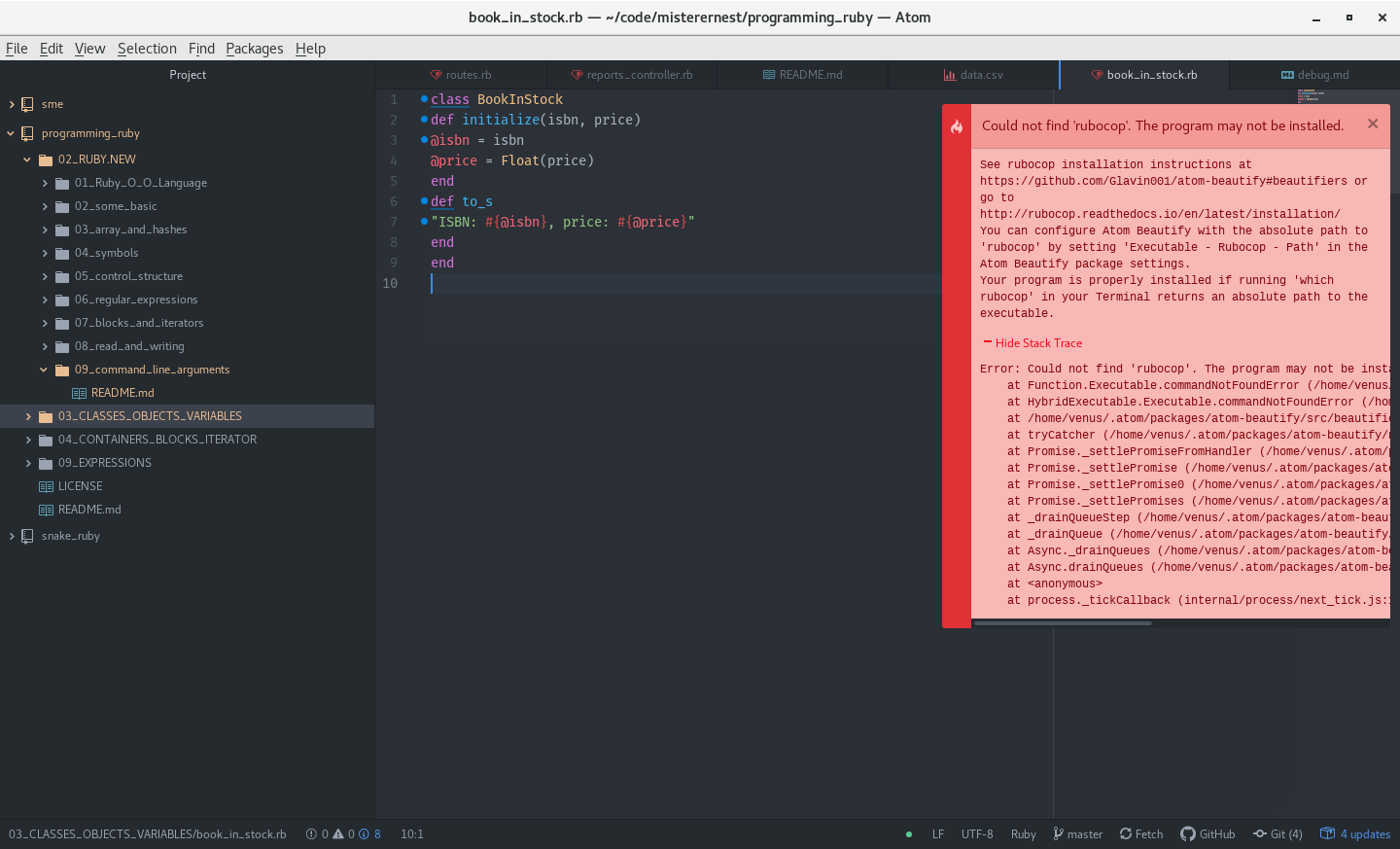 Could not find 'rubocop'. The program may not be installed · Issue ...