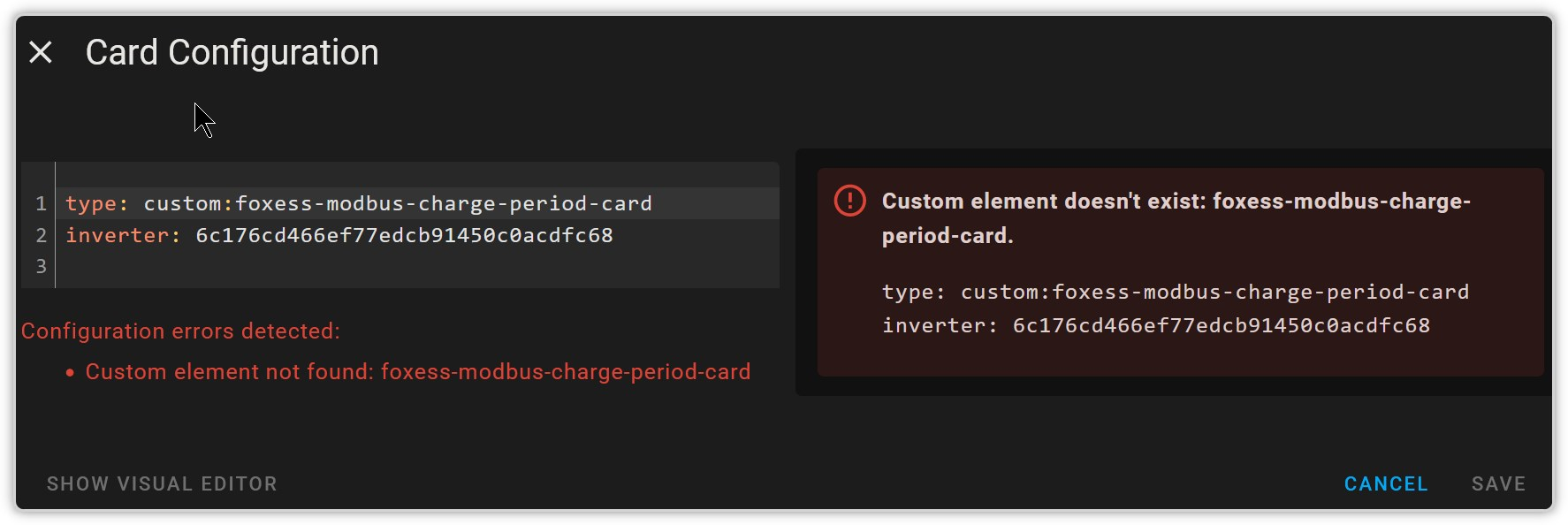 Card not available for setup in Dashboard · Issue #6 · nathanmarlor/foxess_modbus_charge_period ...