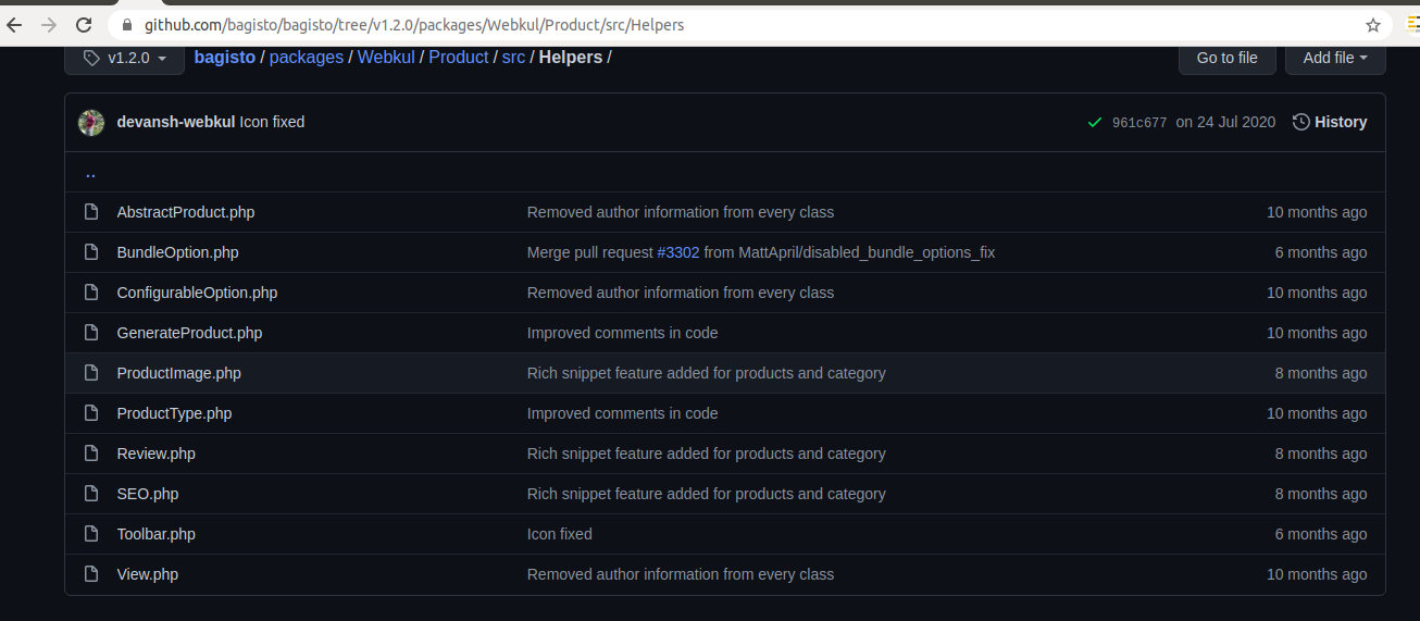 ErrorException (E_ERROR) Target class [Webkul\Product\Helpers\ProductVideo] does not exist ...