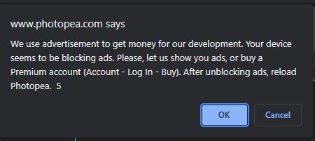 Ad-blocker message · Issue #3908 · photopea/photopea · GitHub