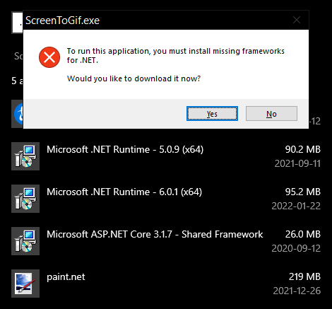 [Bug] App won't start although required framework is installed · Issue #1060 · NickeManarin ...