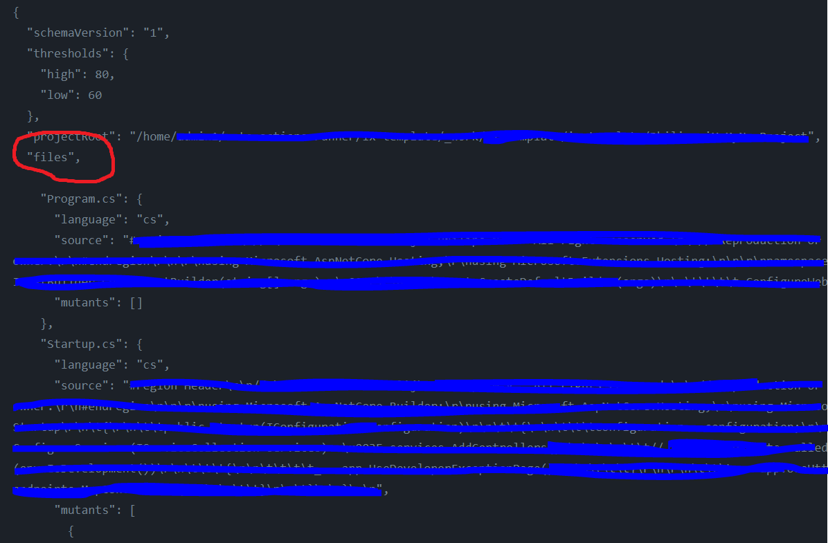 Json report formatting error · Issue #1807 · stryker-mutator/stryker-net · GitHub