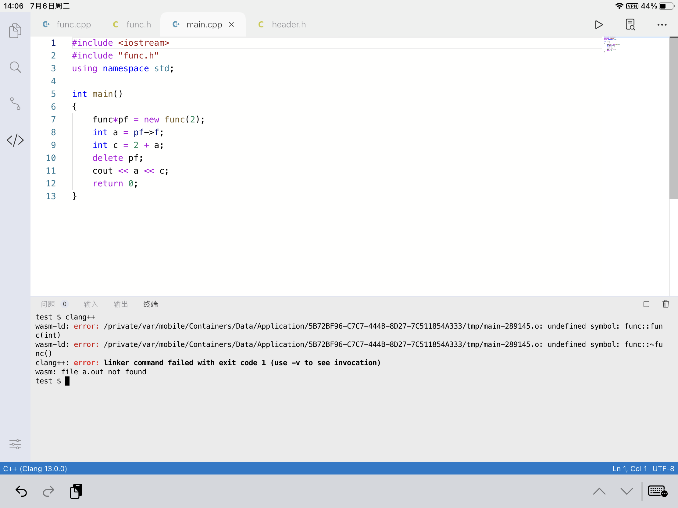 Trouble in separating functions and declarations. · Issue #182 · thebaselab/codeapp · GitHub